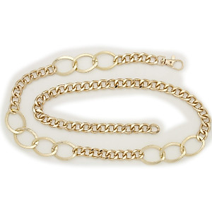 TFJ Women Fashion Narrow Belt Hip High Waist Gold Metal Chain Links Plus Size XL XXL