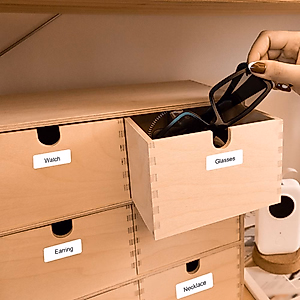 Phomemo D30 Label Maker Tape, Black on White Sticker Thermal Paper, Pre-Cut Self-Adhesive Label Tapes, 14 x 30mm /0.55 x 1.1 Inch (1/2" x 1 1/8") 210 Tapes/Roll, 3-Roll