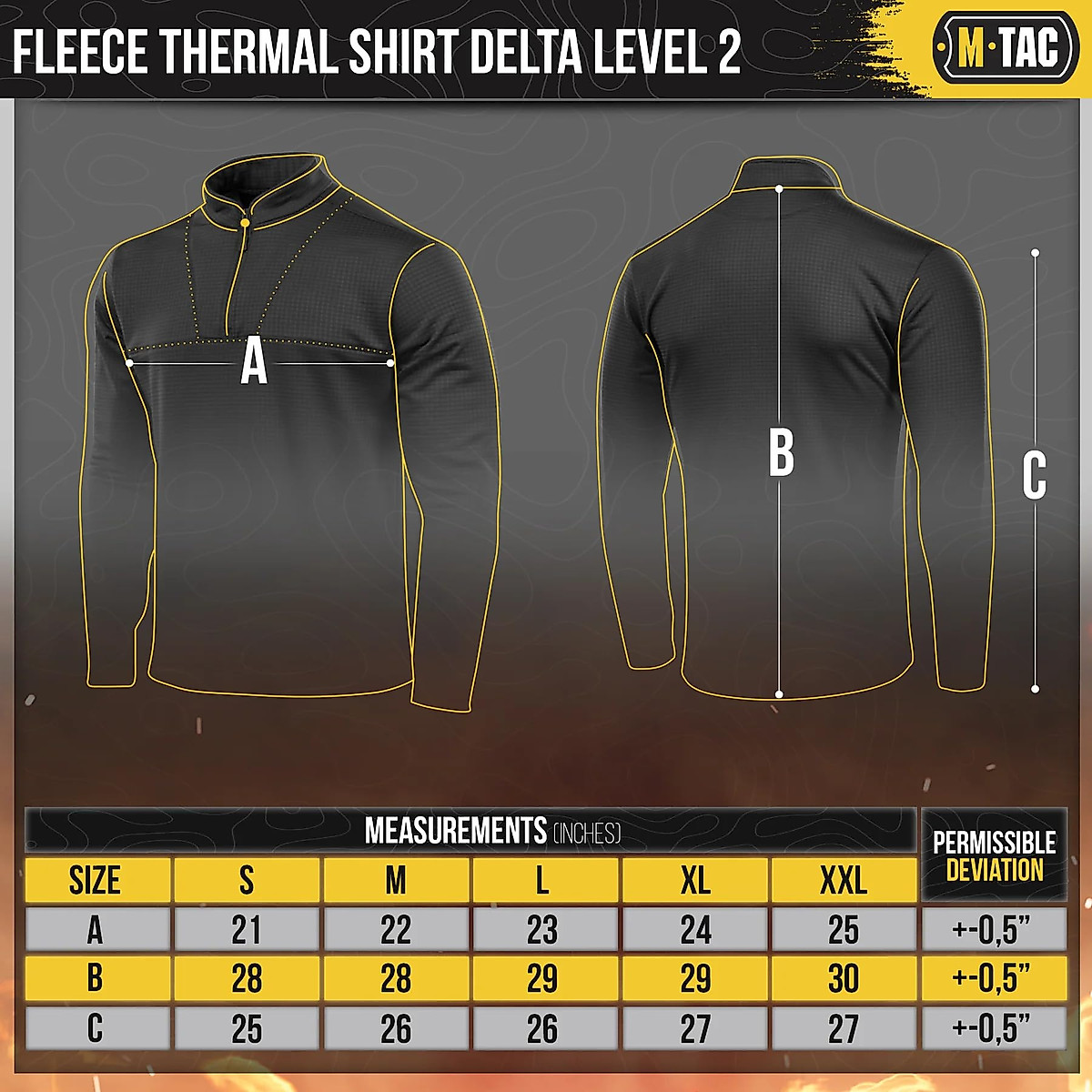 M-Tac Thermal Underwear for Men Fleece Lined Compression Shirt Delta Level 2 (Black, M)