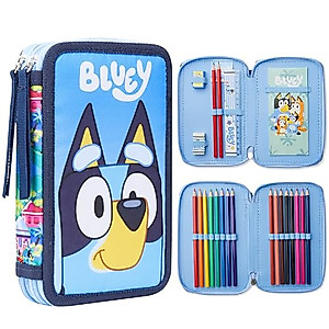 Bluey Filled Pencil Case with Stationery for Kids, School Supplies Coloring Pencils, Notepad - Gifts for Kids