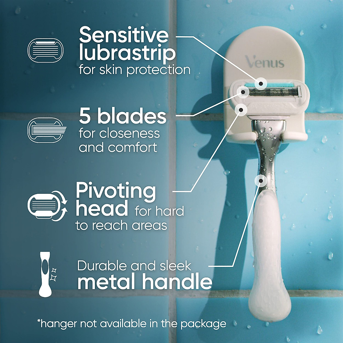 Gillette Venus Deluxe Smooth Sensitive Women's Razor Handle + 2 Blade Refills