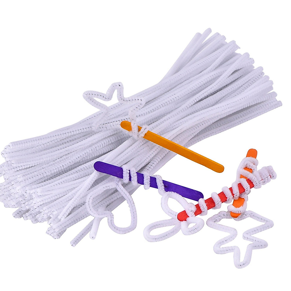 eBoot 100 Pieces Pipe Cleaners Chenille Stem for Arts and Crafts, 6 x 300 mm (White)