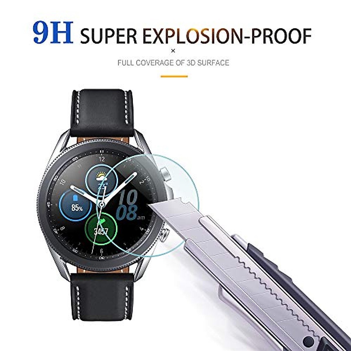 Suoman 4-Pack for Samsung Galaxy Watch 3 45mm Screen Protector, Tempered Glass Screen Protector for Galaxy Watch 3 45mm (2020)[Anti-Scratch] [2.5D 9H Hardness]