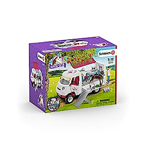 Schleich Horse Club, Horse Toys for Girls and Boys, Mobile Vet Horse Set with Hanoverian Foal Horse Figurine, 17 pieces