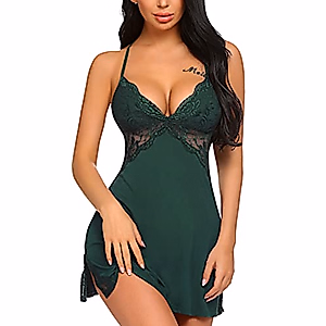 Avidlove Lingerie for Women Sexy Nightgowns Lace Babydoll Sleepwear Nightie Dark Green Medium