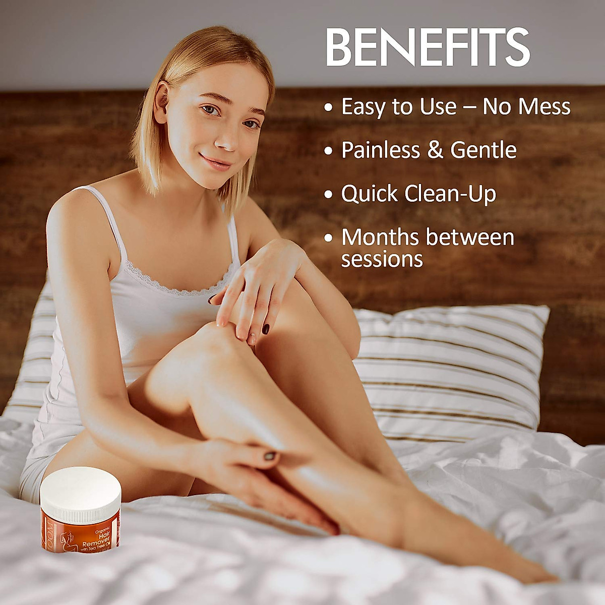 MOOM Organic Sugar Waxing Kit Refill with Tea Tree Oil & Chamomile - Natural Painless Wax Hair Removal – Perfect for Legs Face & Eyebrow - Facial Wax Kit 6 oz. 1 Pack