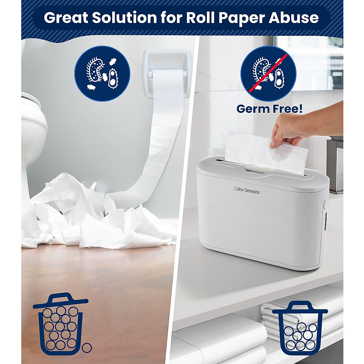 Cabo Deseado Countertop Paper Towel Dispenser Multifold Trifold C fold- Bathroom Commercial Hand Paper Towel Dispenser Holder for Kitchen Bathroom Toilet Hotel, 200 Sheets Refill Reminder