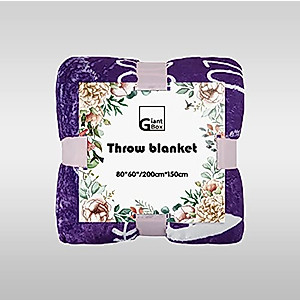 Gift Throw Blanket for Mom in English with Thankful, Thoughtful and Respectful Words, Queen Size 80"*60" Purple (English)