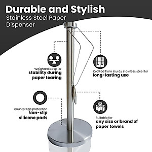 Experience The Difference with Our Revolutionary Paper Towel Holder. Simplify Your Kitchen or Dining Routine, Keep Your Countertop Organized, and Enjoy The Convenience You Deserve. (Silver)