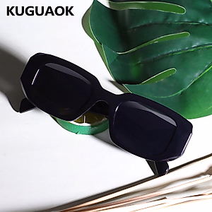 KUGUAOK Trendy Rectangle Sunglasses for Women 90s Retro Style Sun Glasses Outdoor Travel 100% UV Protection Goggles