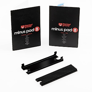Thermal Grizzly - NVMe M.2 SSD Cooler - Including 2X Matching Minus Pad 8 Thermal Pads - Compatible with Various Manufacturers Like Samsung, Kingston, ADATA