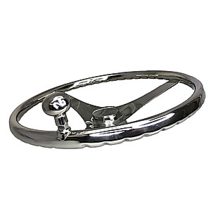 Pactrade Marine Boat 3 Spoke SS Sports Steering Wheel Turning Knob Finger Grips, 15-1/2" L