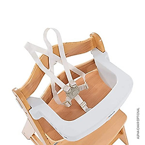 Hauck - Fun for Kids Hauck Alpha Tray + 5-Point Harness, 3 in 1 Table Set for Hauck Wooden Highchair Alpha+, Depth Adjustable Table, Removable Tray, Cup Moulding, Elevated Edge, White