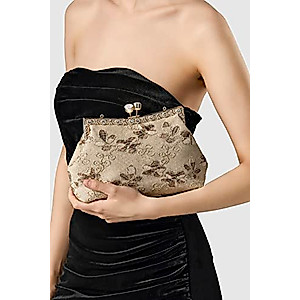 BABEYOND Women's Floral Embroidery Evening Bags Kiss Lock Rhinestone Purse for 1920s Party Prom Wedding