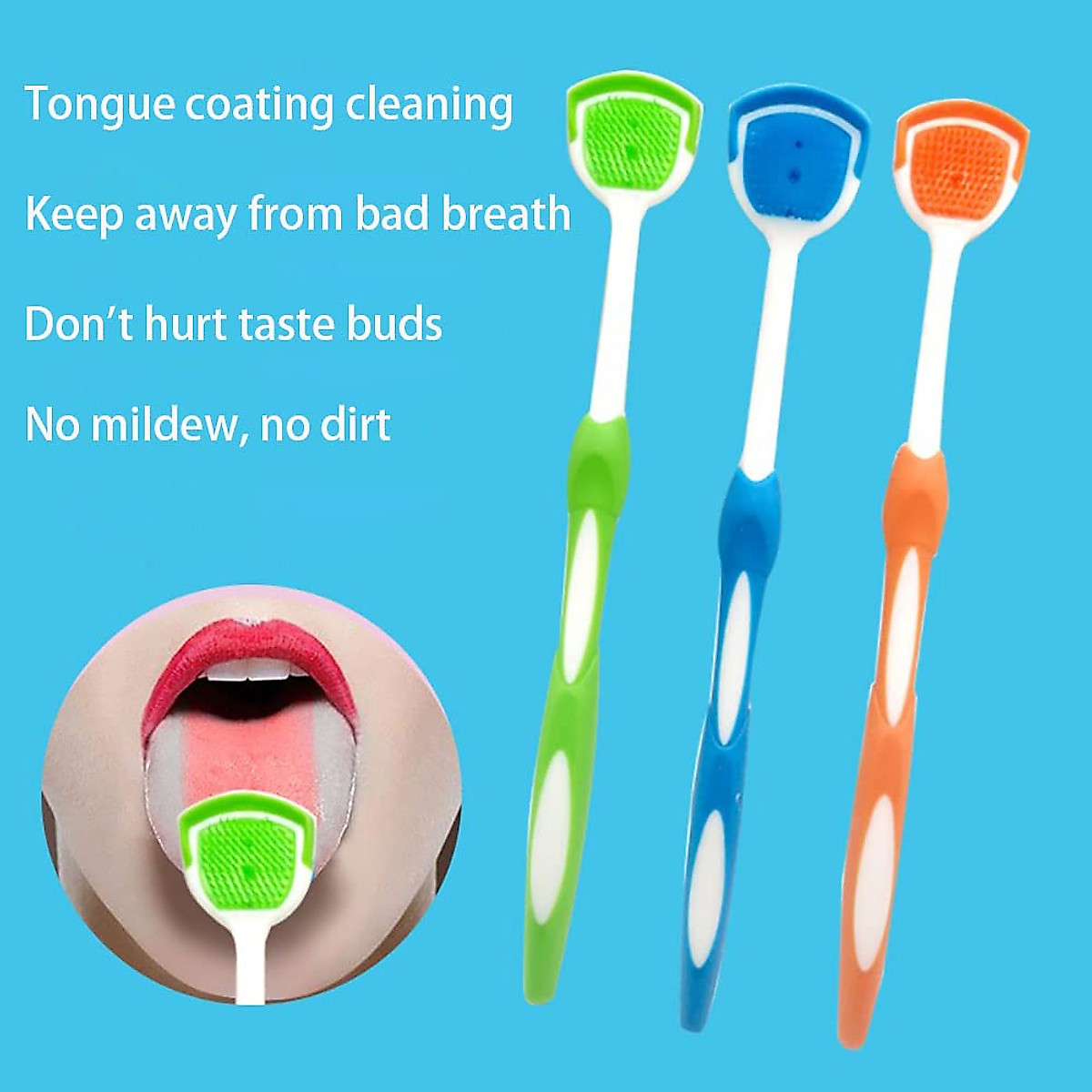 SAMOKA Tongue Brush,5 PCS Tongue Scraper,Tongue Cleaner,Tongue Scraper Brush,Tongue Cleaner Brush,Tongue Brushes Helps Fight Bad Breath Suitable for Adults and Children