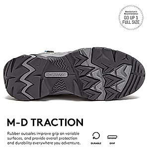 HI-TEC Apex Lite Mid WP Waterproof Hiking Boots for Women, Lightweight Outdoor and Trail Shoes - Medium Grey/Light Pink, 9.5 Medium