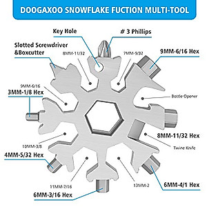 18-in-1 Snowflake Multi Tool, Portable Stainless Multi-Tool, Compact Snowflake Tool Multi Instrument Outdoor, Hand Tools Gift for Boys, DIY Handyman, Father/Dad, Husband (Sliver)