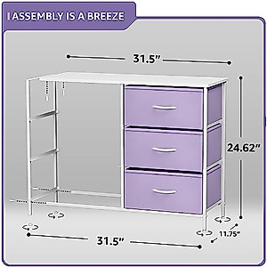 Sorbus Kids Dresser with 6 Drawers and 2 Drawer Nightstand Bundle - Matching Furniture Set - Storage Unit Organizer Chests for Clothing - Bedroom, Kids Rooms, Nursery, & Closet (Purple)