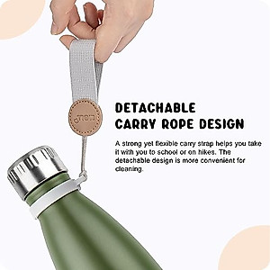 Mollcity Small Water Bottles for Kids -9 oz Stainless Steel Insulated Vacuum Water Bottle for School Metal Leak Proof Cola Shape Mini Water Bottle for Boys (Grass Green)