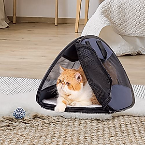 A4Pet Cat Travel Carrier, Collapsible Cat Carrier Bag Airline Approved with Zipper Lock and Removable Washable Mat for Car, Indoor & Outdoor Use