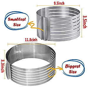 Cake Leveler Cake Slicer Layer Cake Cutter Slicer Stainless Steel Adjustable Big Cake Rings 7-Layer Cake 6-8 inch/9.5-12inch Stainless Steel Cake Slicer Leveler Mousse Mould Slicing Cake