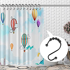 Shower Curtain Rings 12 Pcs Shower Curtain Hooks Metal Rust Resistant S Shaped with Rollers Shower Curtain Ring Hangers for Bathroom, Kitchen, Curtains, Clothing, Towels