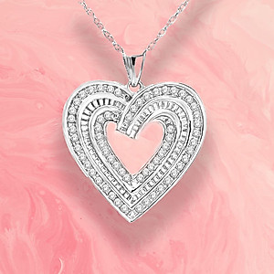 NATALIA DRAKE 1/2 Cttw Diamond Heart Necklace for Women in Rhodium Plated 925 Sterling Silver