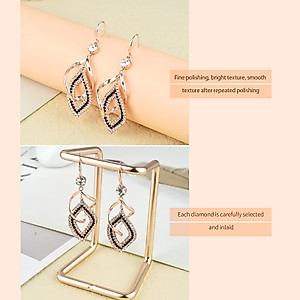Dangle Earrings for Women, 925 Sterling Silver Handmade Linear Swirl Wire Bohemian Boho 14K Gold Diamonds Earrings Hypoallergenic Earrings Fashion Jewelry (Rose Gold, Hoho Diamonds)