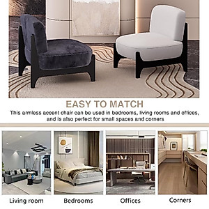 1 Piece Upholstered Velet Fabric Mid Century Modern Accent Chair with Solid Wood Frame, Comfy Armless Chair for Living Room, Bedroom, Reading, Balcony,Black