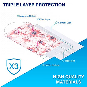 NiHealth 50-Pack Individually Wrapped Disposable Face Masks Tomorotec 3-Ply Colorful Breathable Non-Woven Masks (5 Flower Designs)