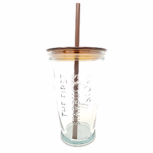 Starbucks Exclusive Seattle 1912 Pike Place First Store Brown Recycled Glass Cold Cup, 16 Fl Oz