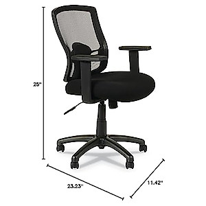 Alera ALEET42ME10B Etros Series 18.03 in. to 21.96 in. Seat Height Mesh Mid-Back Chair - Black