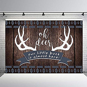 MEHOFOND 7x5ft Rustic Oh Deer Baby Shower Background Props Wood It's A Boy Buck On The Way Baby Shower Antlers Woodland Backdrop Party Decoration Photo Banner Supplies