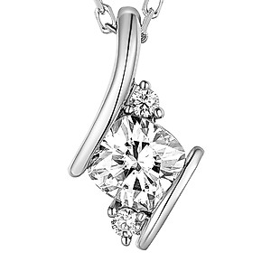 DovEggs 2ct Total 7.5X7.5mm H-I Color Heart Arrows Cushion Cut Moissanite Pendant Necklace Sterling Silver for Women with Pave Accents