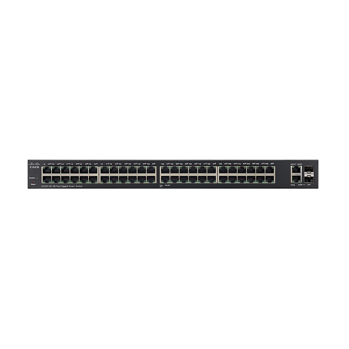 Cisco SG220-50 Smart Switch | 50 Gigabit Ethernet (GbE) Ports | 2 Gigabit Ethernet Combo Mini-GBIC SFP | Limited Lifetime Protection (SG220-50-K9-NA)