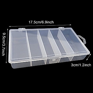 Honbay Clear Visible Plastic Fishing Tackle Accessory Box Fishing Lure Bait Hooks Storage Box Case Container Jewelry Making Findings Organizer Box Storage Container Case (S:6.9x3.7x1.2inch)