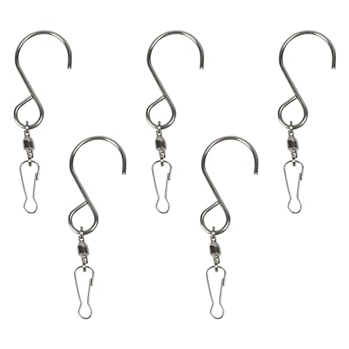 defutay 5 PCS Smooth Spinner Swivel Hook, Stainless Steel Wind Chime Hook 360 Degree Rotating Clips for Hanging Wind Spinners, Wind Chimes, Bird Feeder, Crystal Twisters Party Supplies (5 PC)