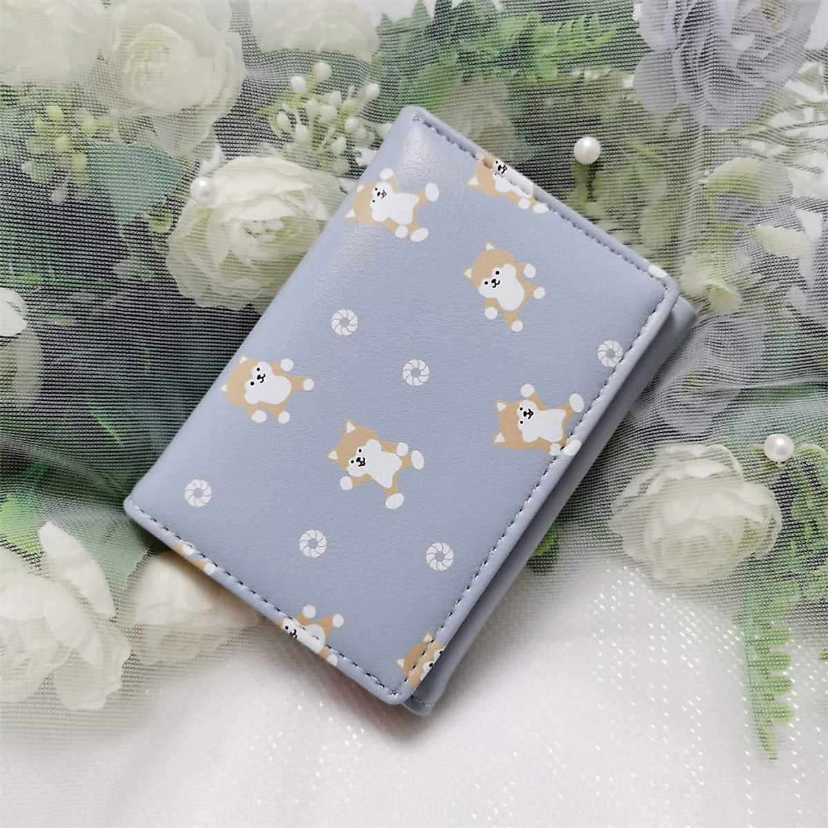 Wolyepor Cartoon Print Wallet Cute Tri-fold Wallet Multi-Card Purse for Christmas Birthday Gift(Black)