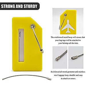 7 Pack Silicone Luggage Tag Baggage Handbag Travel Suitcase Tags with Name ID Card Perfect to Quickly Spot Luggage Suitcase (Yellow）