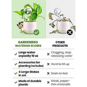 Plant Watering Globes Large Plastic XL Set of 4 - Automatic Plant Waterer Set for Indoor and Outdoor Plant Watering - Self Watering Planter Insert System with Plastic Watering Bulbs (4, Large )