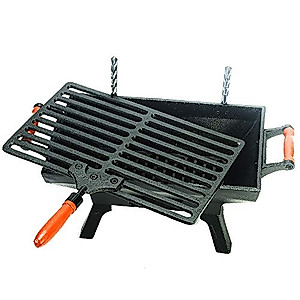 Sungmor Small Rectangle Cast Iron Charcoal Grill Stove, 12.4 by 6.8 Inch, Heavy Duty Tabletop BBQ Grill, Indoor Outdoor Portable Steak Chicken Meat Cooker, Camping Picnic Party Barbecue Smoker Grill