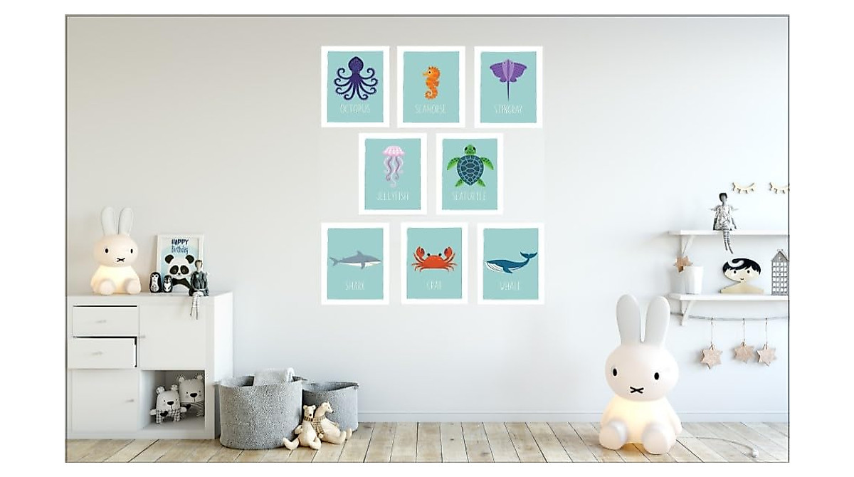 Kindred Sol Collective Ocean Animals Wall Cards, Nautical Nursery Room ...