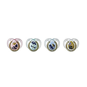 Tommee Tippee Moda Pacifiers, Symmetrical Design, BPA-Free Silicone Binkies, 0-6m, 4-Count
