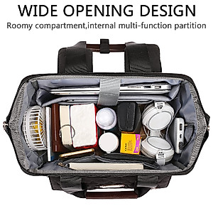 FALANKO Laptop Backpack for Women,Doctor Teacher Nurse Work Bookbag for 15.6 Inch Laptop,Large Travel Airline Approved Wide Open College Shoulder Purse Bag With RFID Anti Theft USB Charging Port