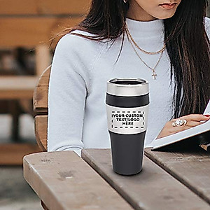 Personalized 16 oz. Insulated Plastic Travel Mugs - 10 Pack - Custom Text, Logo - Stainless Steel