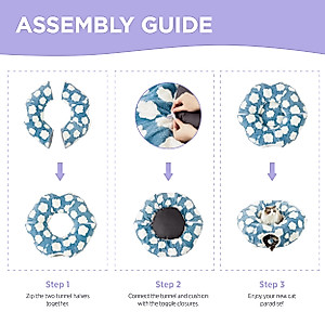 Lesure Cat Tunnel Bed for Indoor Cats - Cute Cat Donut Tunnel with Washable Circle Cushion, Round Pet Play Tunnel Toy for Kitten/Puppy/Rabbit,Blue