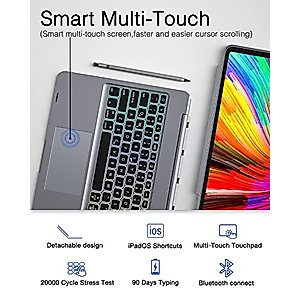 doqo Detachable Keyboard Case for iPad Pro 12.9(6th,5th,4th,3rd Gen) with touchpad, 7 Colors Backlit Wireless case with Keyboard
