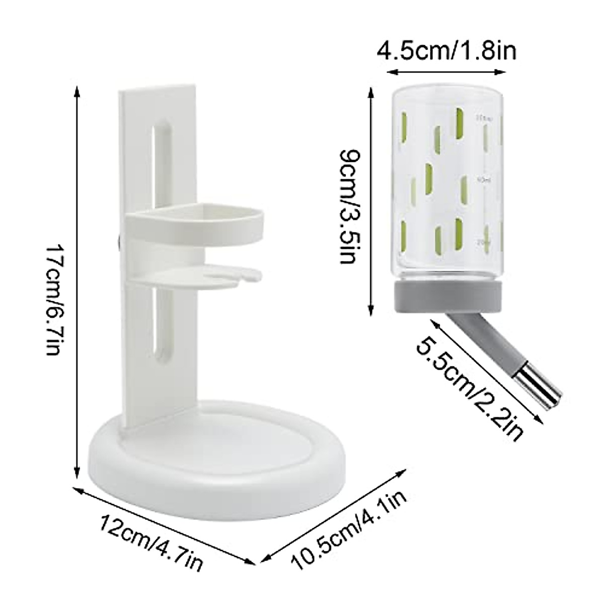 Wontee Hamster Water Bottle with Stand for Dwarf Hamsters Syrian Hamster Mice Gerbils Rats (4oz, White)