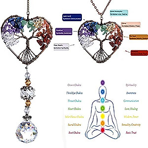 H&D HYALINE & DORA Suncatcher Window Hanging Tree of Life Heart Shaped Crystal Ball Prism Drop Pendant