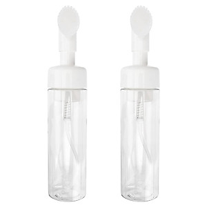 Lurrose Foaming Bottle with Brush, 200ml Plastic Mini foaming soap Dispenser Pump Dispenser Bottle sub Bottle Empty Facial foaming Bottle for Shampoo, Liquid, Oil, 2pcs